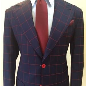 Suits & Blazers | Super 15 Blue And Red Windowpane Wool Suit | Poshmark